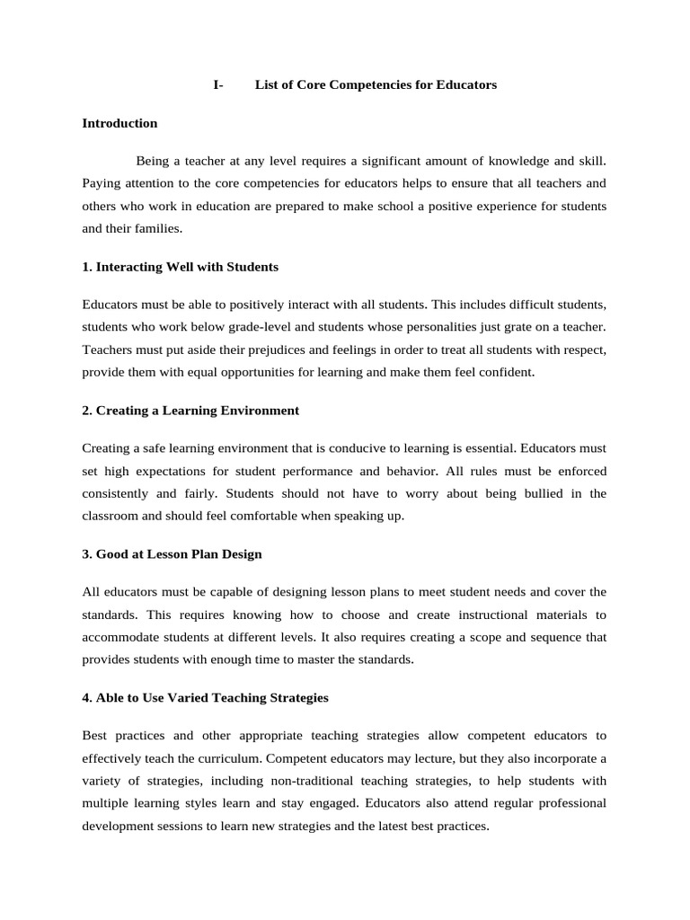 Core Competencies for Effective Educators | PDF | Teachers | Learning
