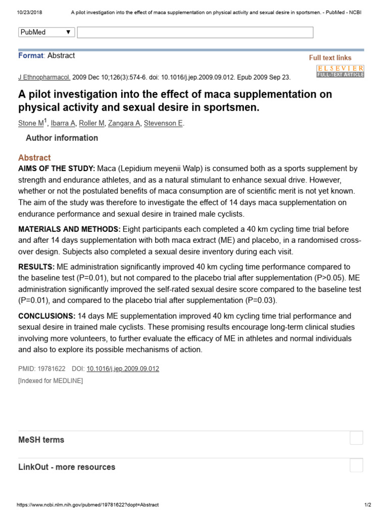 A Pilot Investigation Into The Effect of Maca Supplementation On ...
