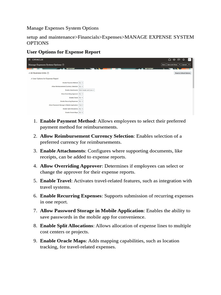 Manage Expenses System Options | PDF | Credit Card | Accounts Payable