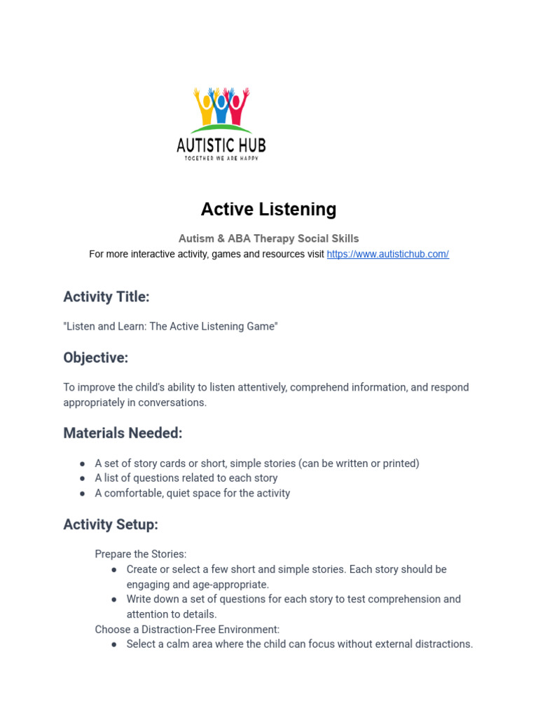 Active-Listening-Social-Skills | PDF | Reading Comprehension ...