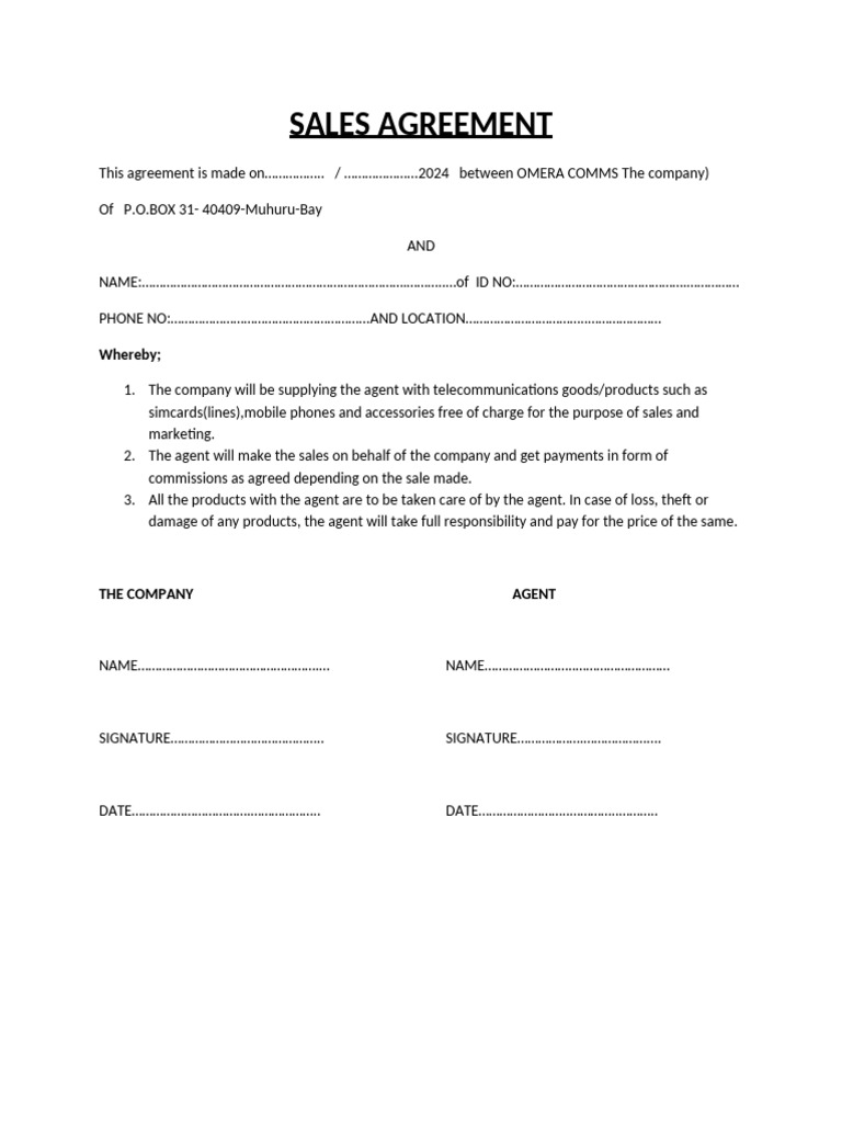 Sales Agreement1 | PDF