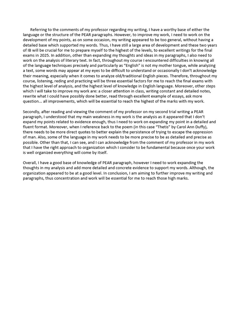 Improving PEAR Paragraph Writing | PDF | Cognition
