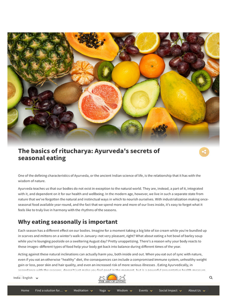 The Basics of Ritucharya - Ayurveda's Secrets of Seasonal Eating - The ...