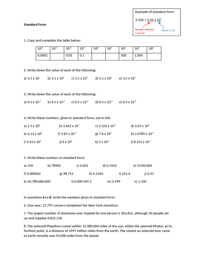 Homework Attached To Standard Form | PDF