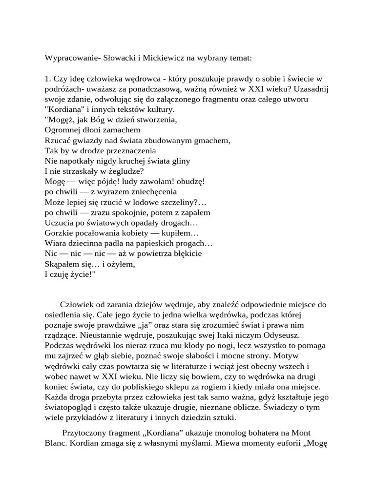 Kordian Rozprawka | PDF