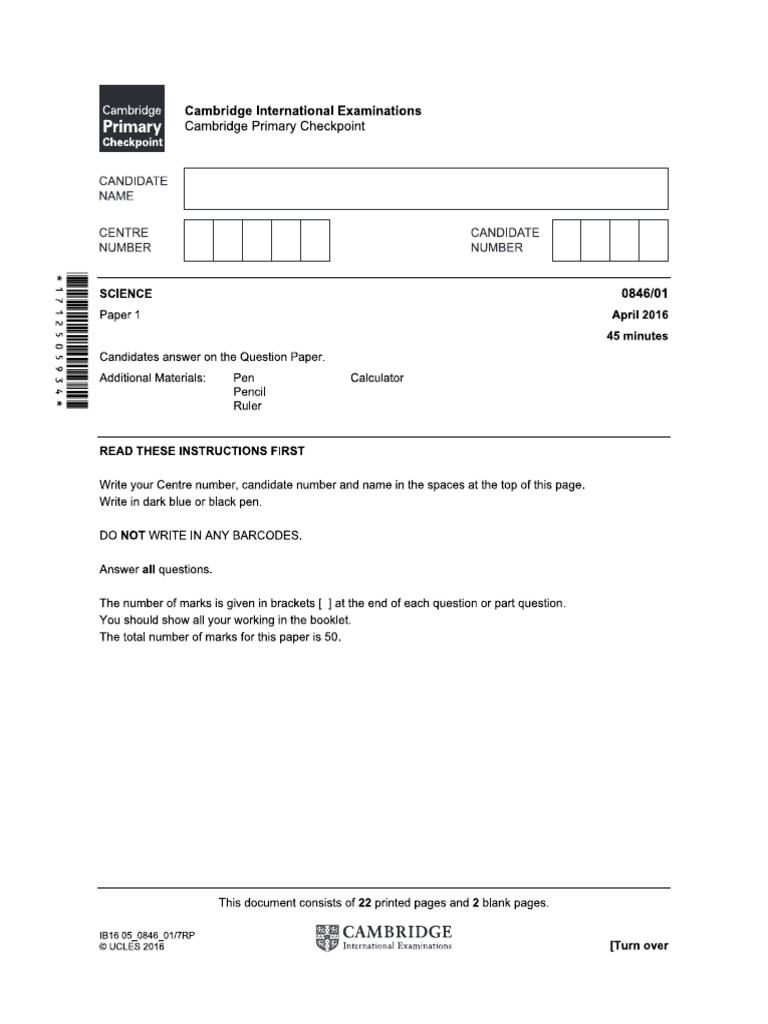 Science Checkpoint Paper 1 | PDF