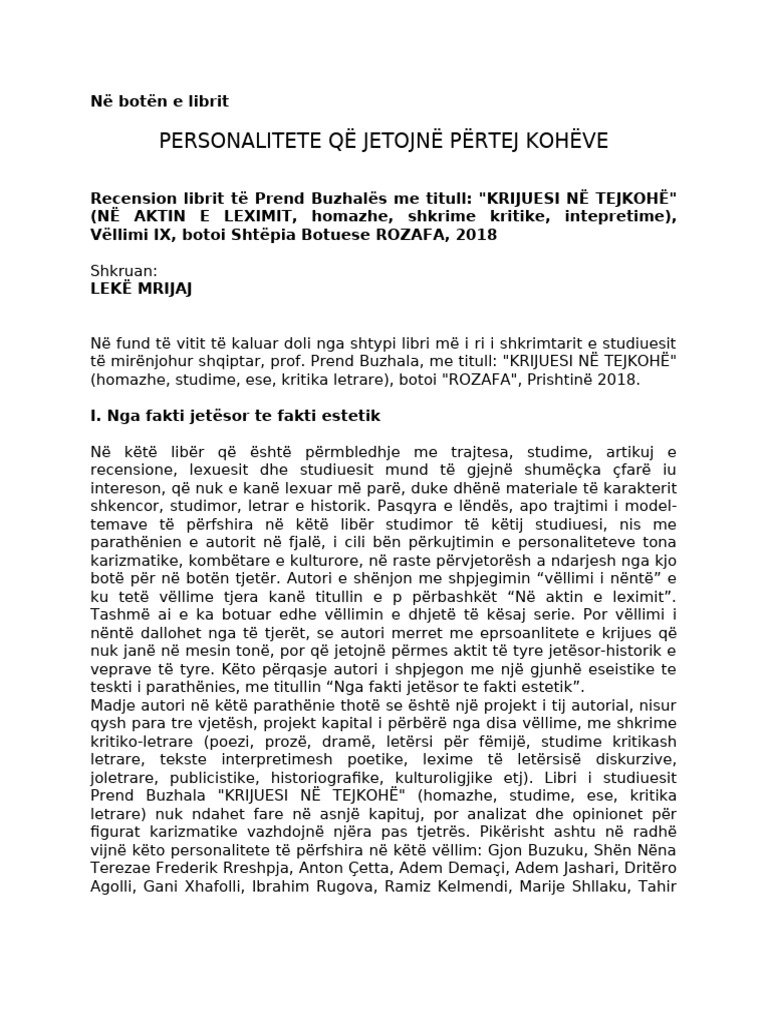 Lekë Mrijaj, PERSONALITETE QË JETOJNË PËRTEJ KOHËVE | PDF