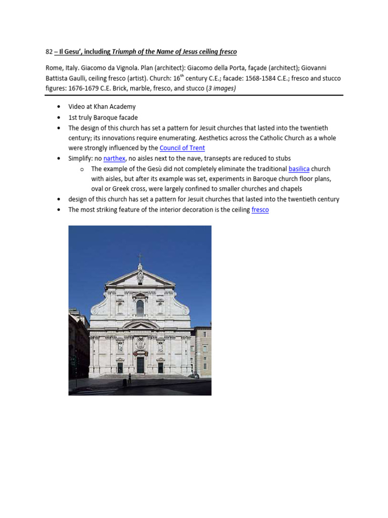 Il Gesù: Baroque Church Design | PDF