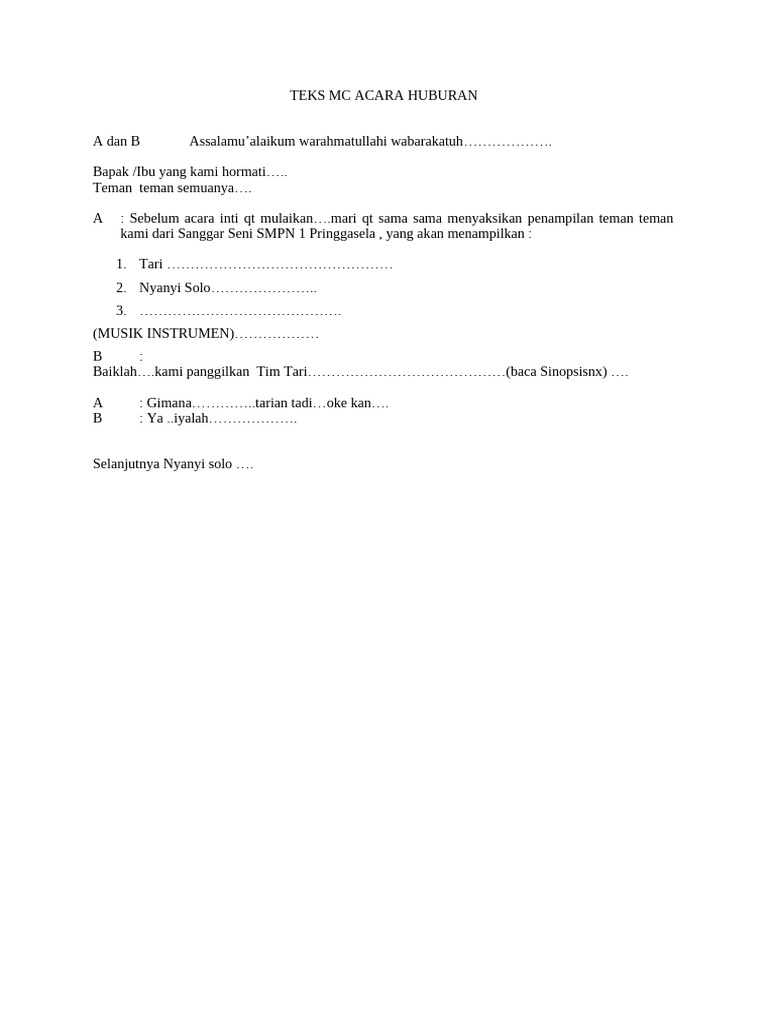 Teks MC Acara MTQ | PDF