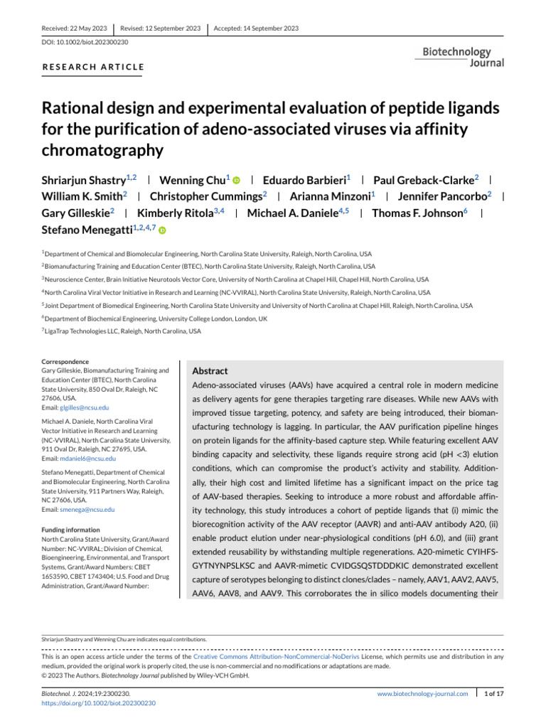 Biotechnology Journal - 2023 - Shastry - Rational Design and ...