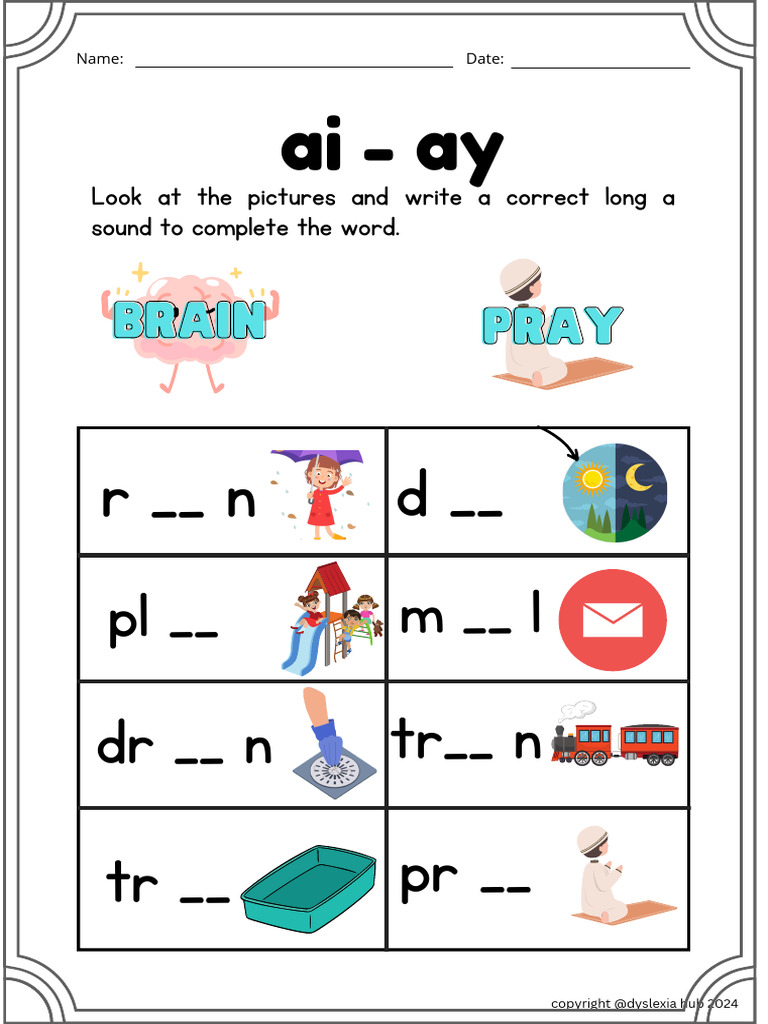 Ai Ay Worksheets and Flash Cards | PDF