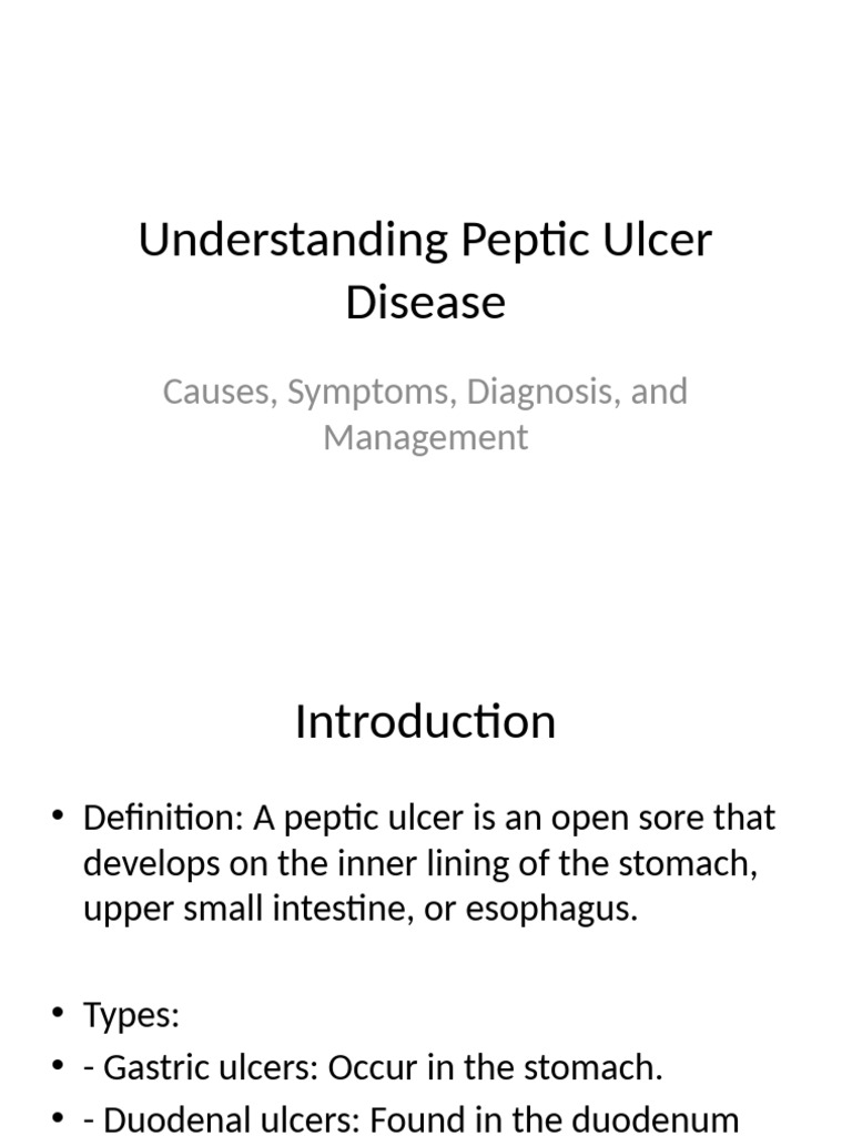 Peptic Ulcer Disease Presentation | PDF | Medicine | Diseases And Disorders