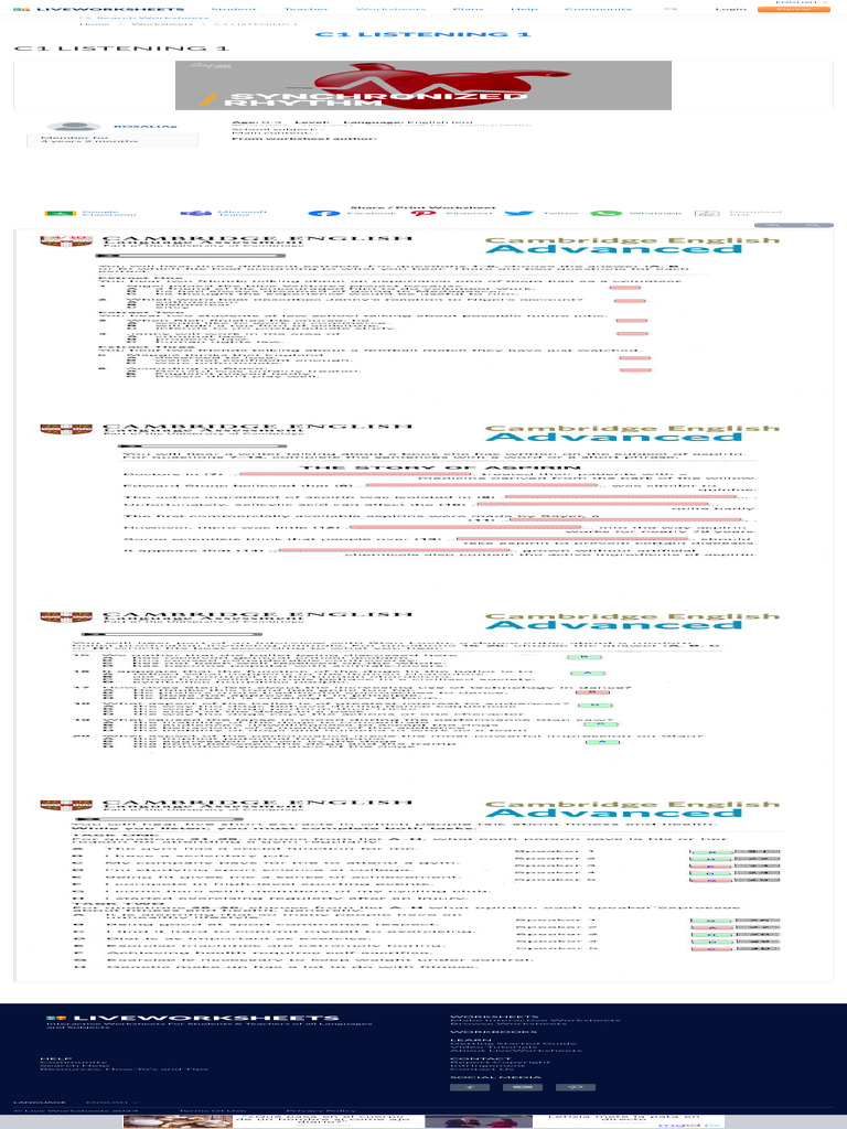 c1 Listening 1 6392003 Rosaliag Live Worksheets 2 | PDF | Copyright Law