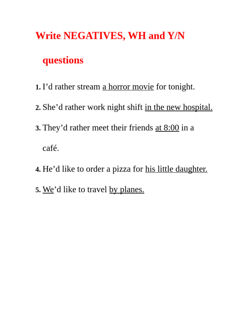 Formulating Negative and WH Questions | PDF