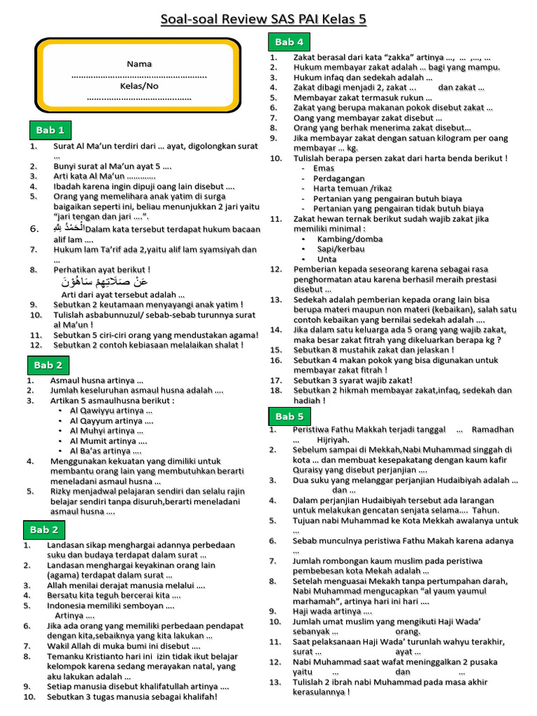 latihan soal SAS 5 | PDF
