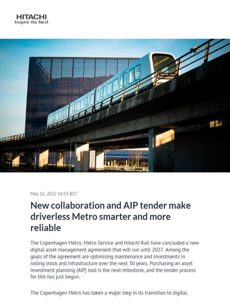 New Collaboration and AIP Tender Make Driverless Metro Smarter and More Reliable | PDF | Asset ...