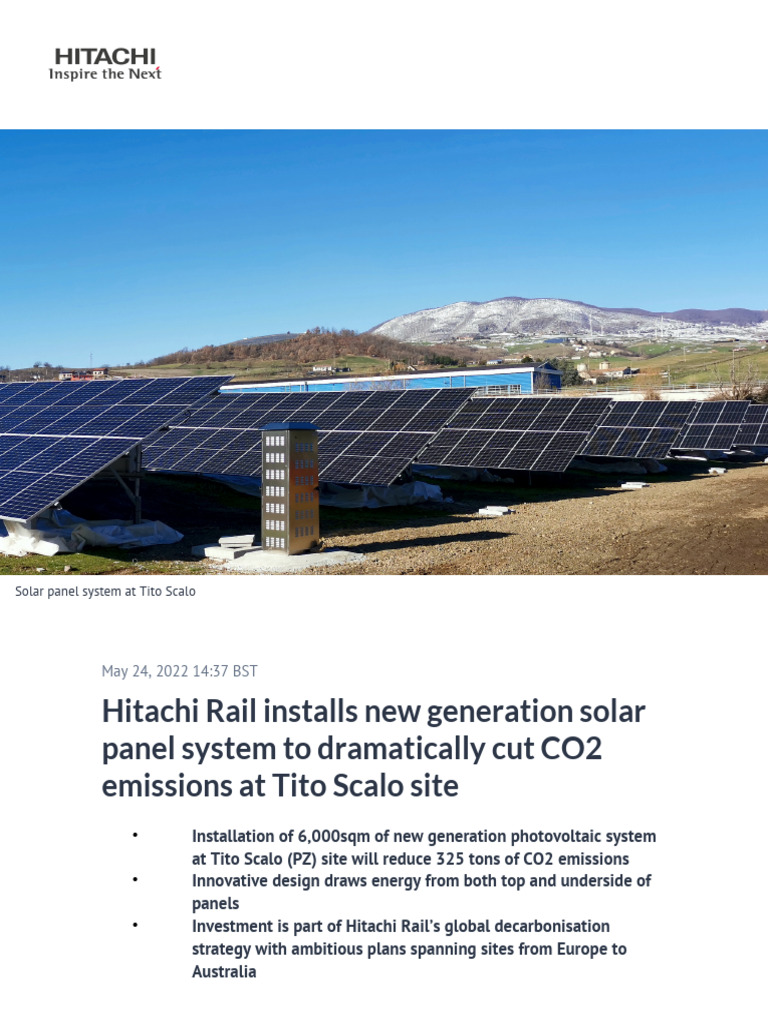 Hitachi Rail Installs New Generation Solar Panel System To Dramatically ...
