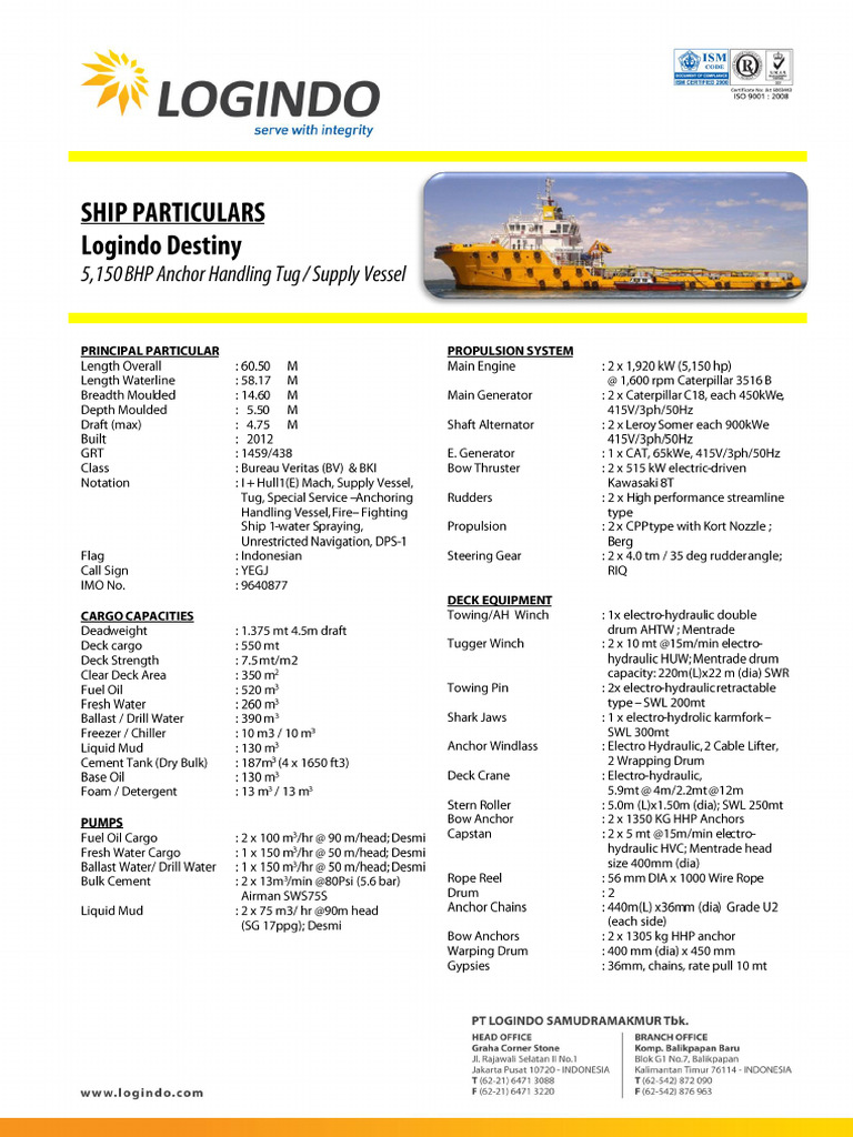 AHTS Logindo Destiny DP1 Rev2 | PDF