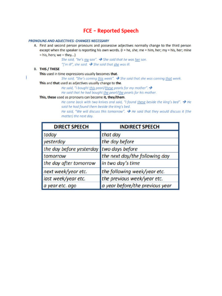 FCE - Reported Speech | PDF