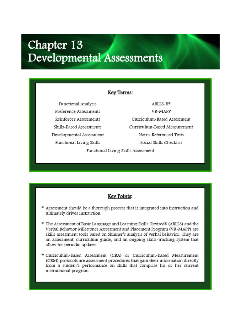 Chapter 13 - Developmental Assessment | PDF | Psychological Concepts ...