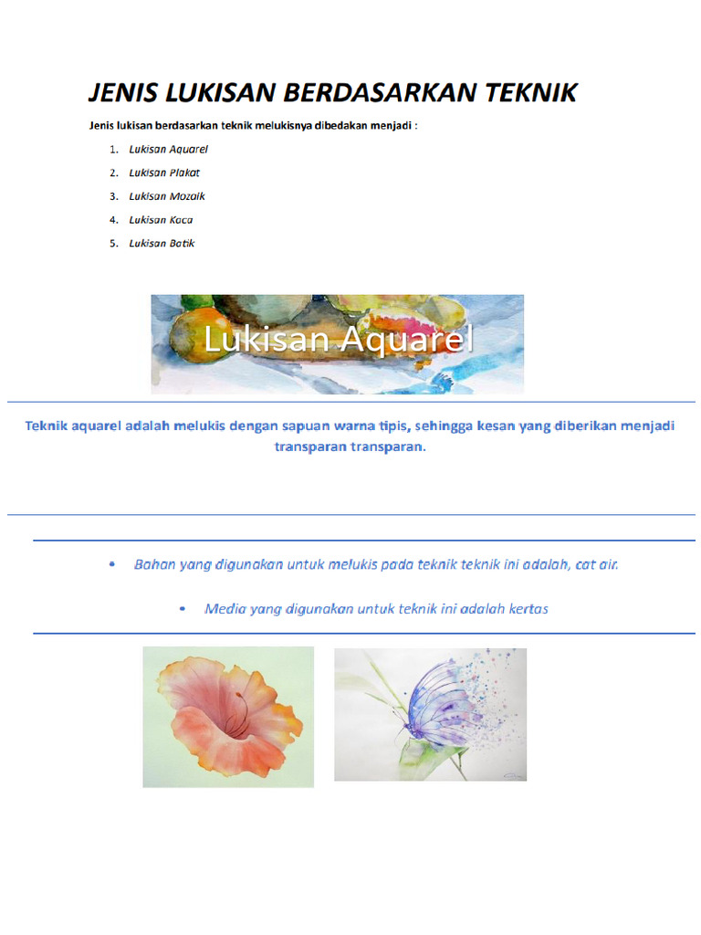 1.2 Jenis Lukisan Berdasarkan Teknik | PDF