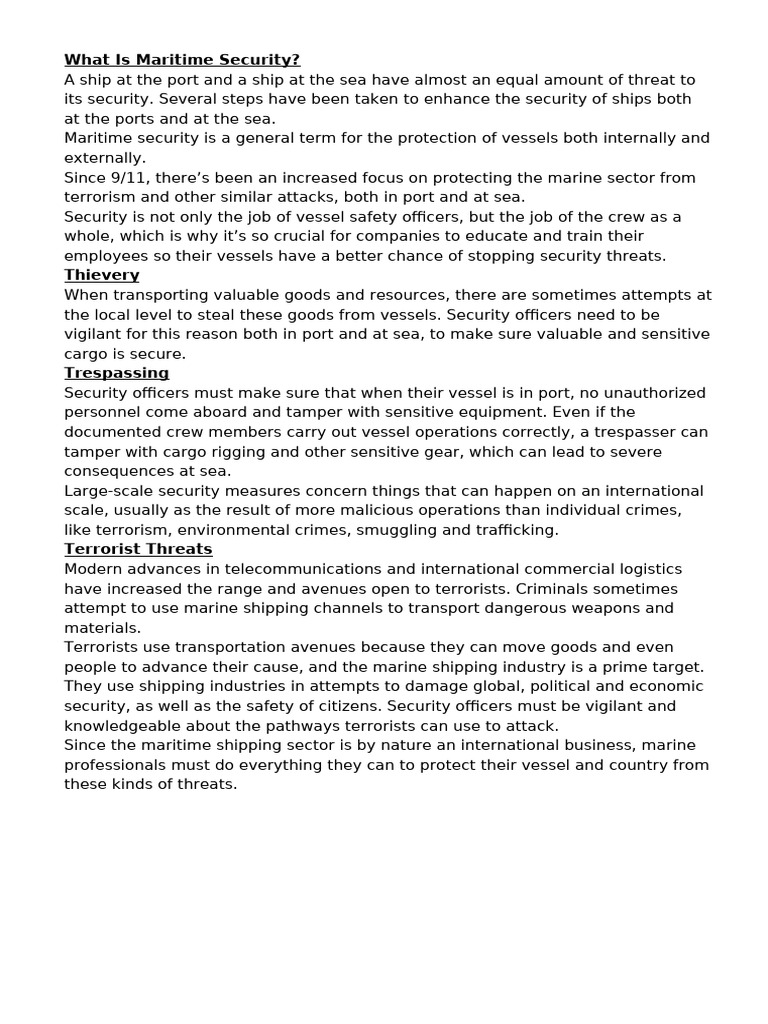 What Is Maritime Security | PDF | Water Transport