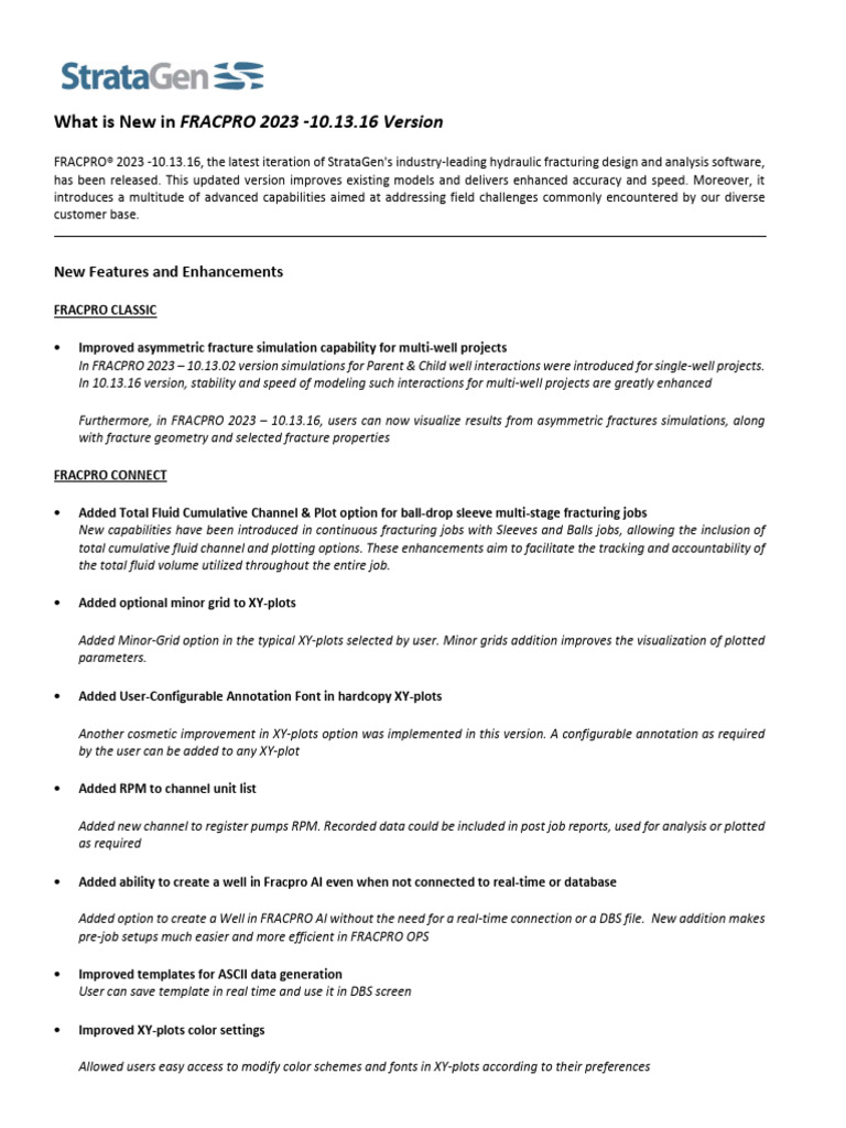 Whats New in FRACPRO 2023 v10.13.16 | PDF | Databases | Simulation