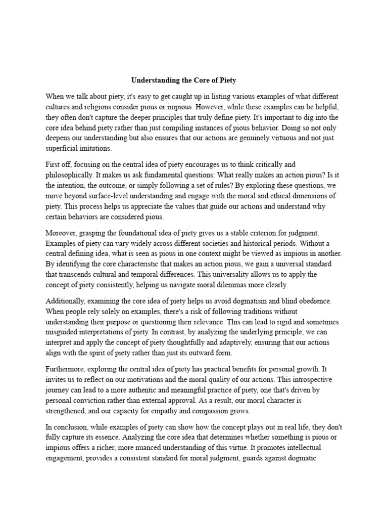 Understanding The Core of Piety | PDF | Morality | Liberal Arts Education
