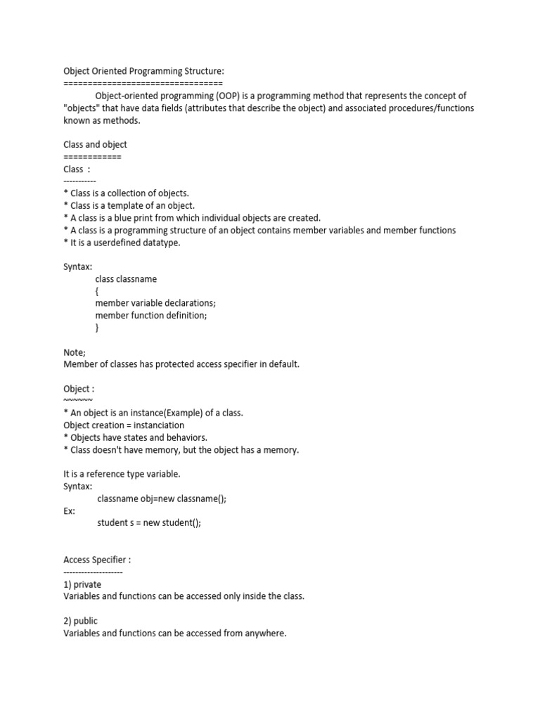 Oops1 Pdf Class Computer Programming Method Computer Programming