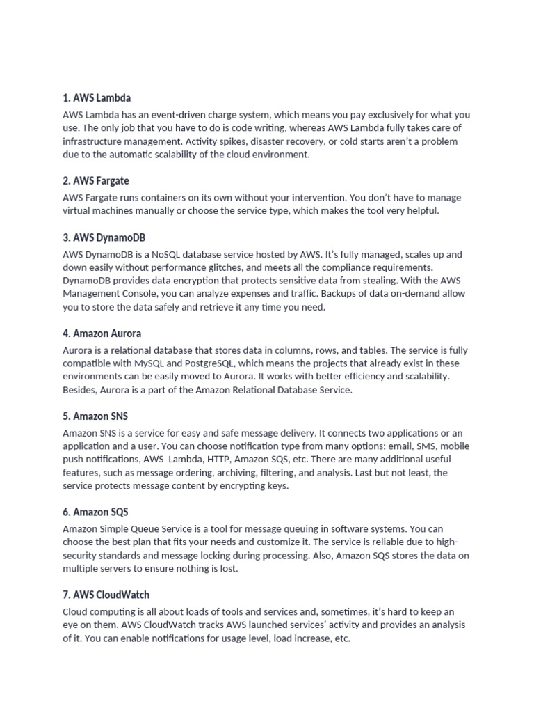 AWS Serverless Services | PDF | Amazon Web Services | Computing