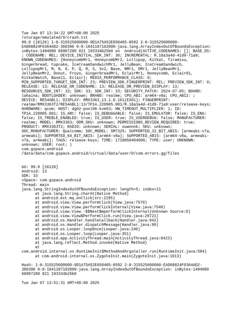 Crash | PDF | Android (Operating System) | System Software