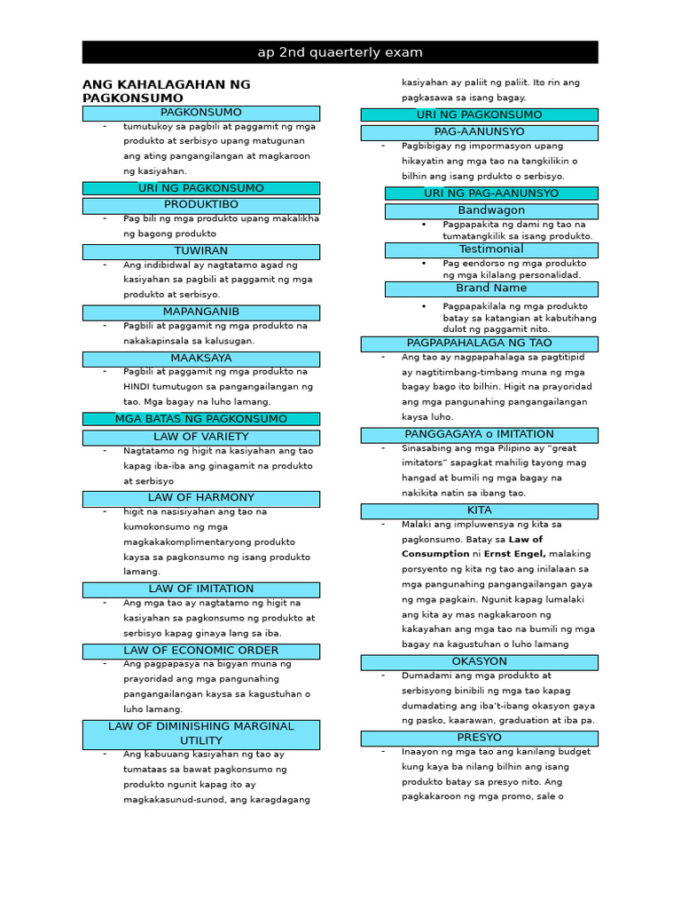 AP 2nd Quaerterly Exam | PDF