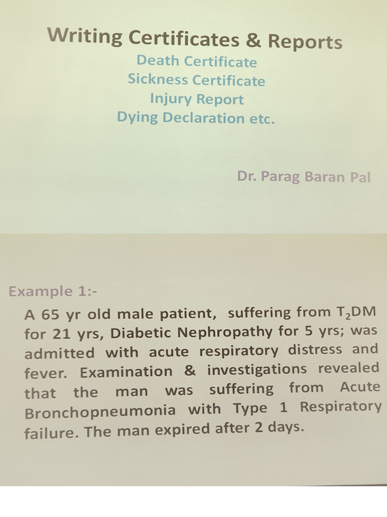 Death Certificate, Injury Report & Dying Declaration | PDF