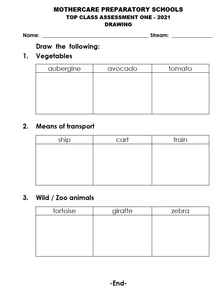 Top Drawing Revision Set I 2021 Mothercare Preparatory Schools | PDF