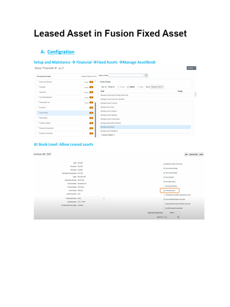 Leased Asset in Fusion Fixed Asset-1 | PDF