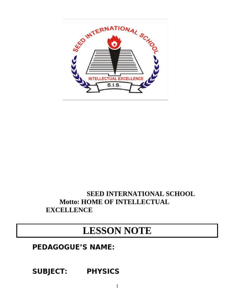 1ST Term Physics SS3 Lesson Note | PDF | Electromagnetic Spectrum | Capacitance