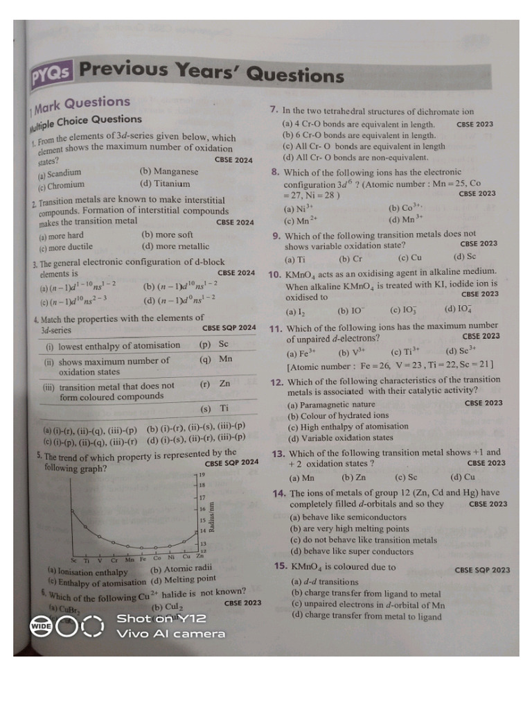 D and F Block Class 12th PYQ | PDF