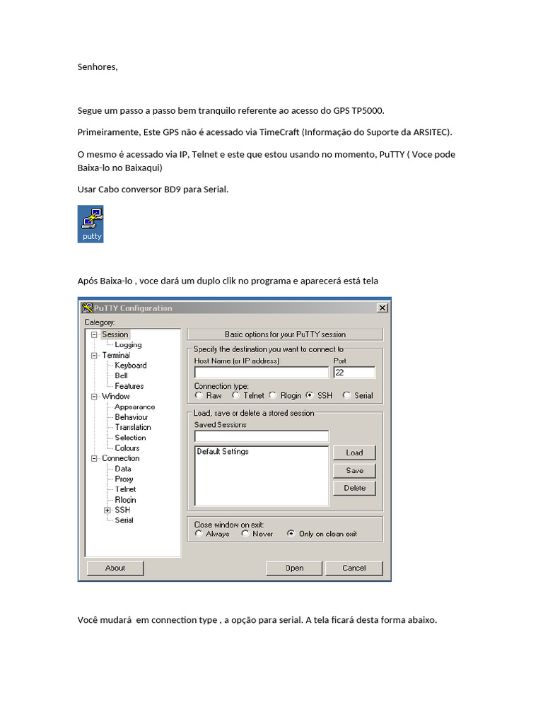 Acesso Ao TP5000 Via PuttY | PDF
