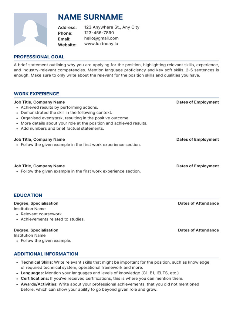 CV Example For Luxembourg in English 332df4eafd | PDF