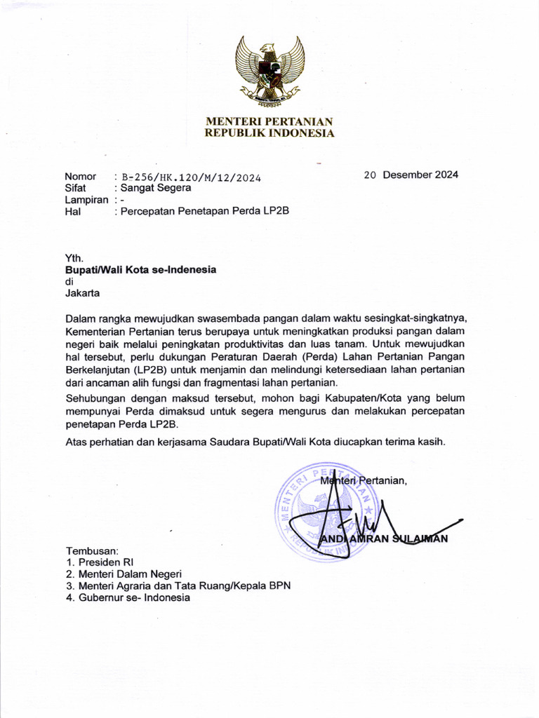 Percepatan Penetapan Perda LP2B | PDF