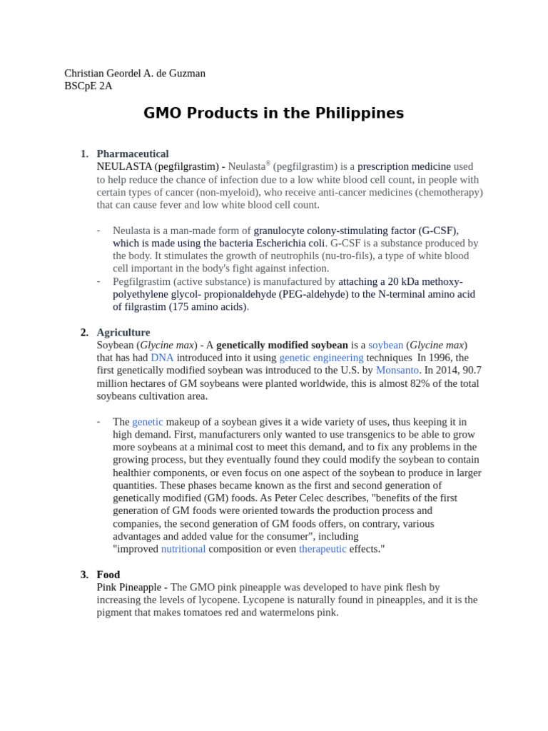 GMO Products in The Philippines | PDF | Genetically Modified Food ...
