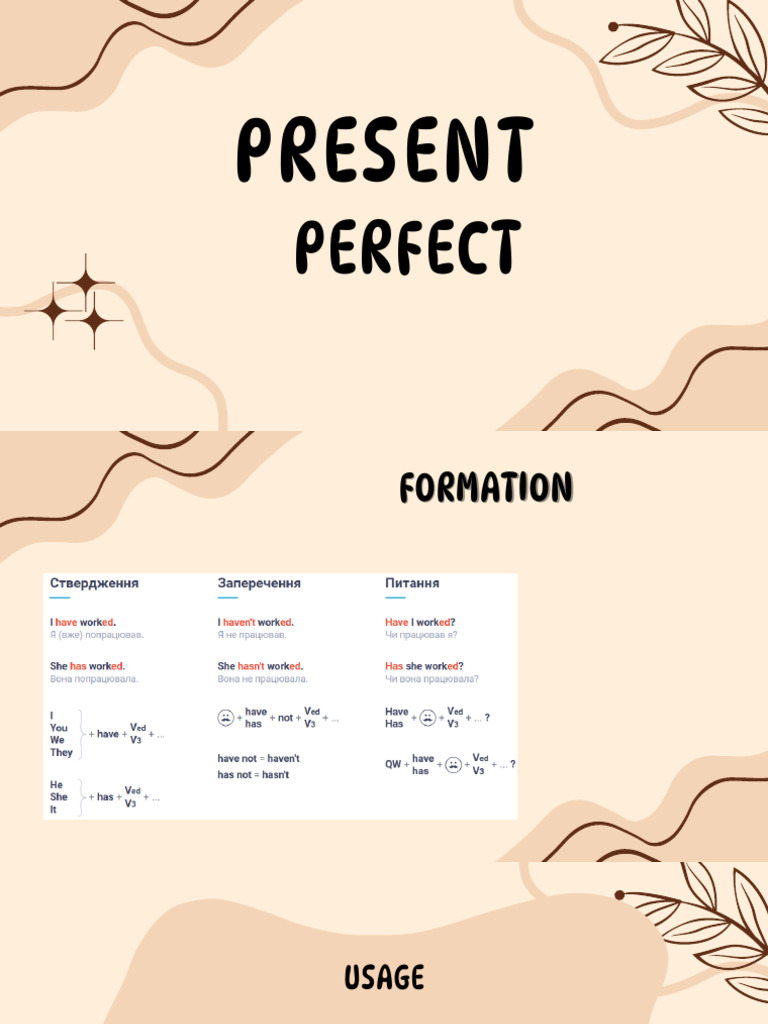 present perfect | PDF | Perfect (Grammar) | Linguistic Morphology