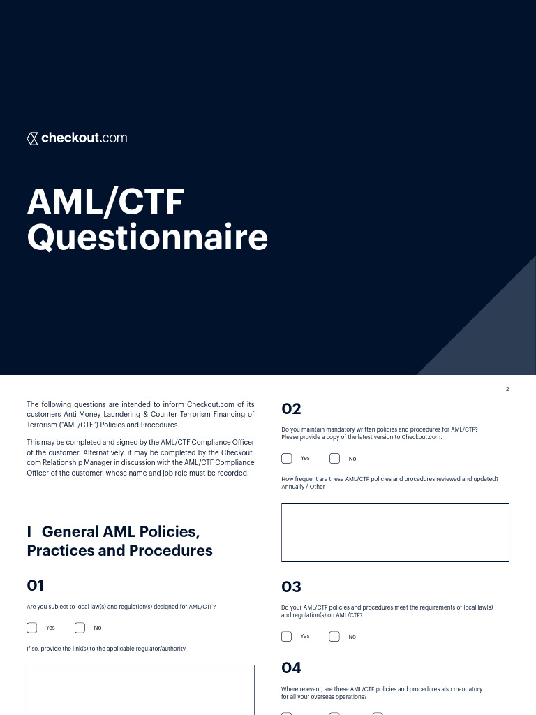 SAS AML CFT Questionnaire | PDF | Business