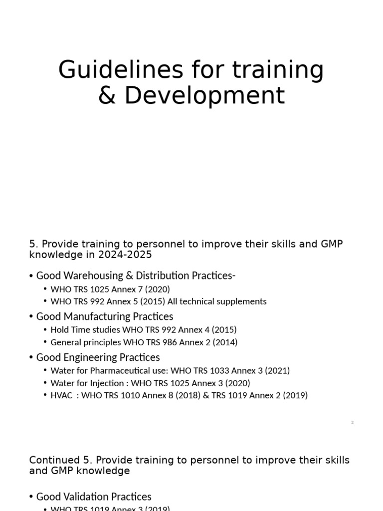 GMP Training Guidelines 2024-2025 | PDF