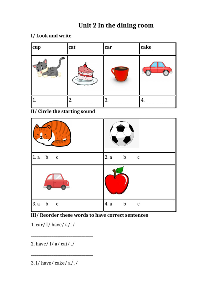 Dining Room Vocabulary and Exercises | PDF