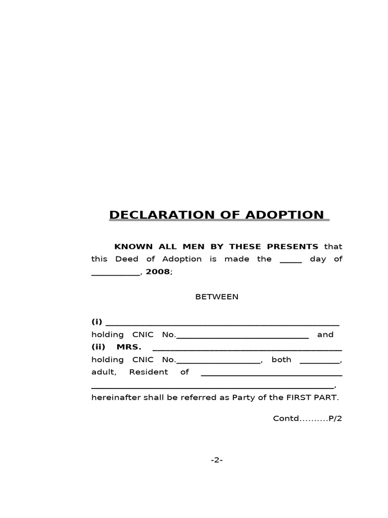 Copy (6) of Deed of Adoption Blank5 | PDF | Justice | Crime & Violence