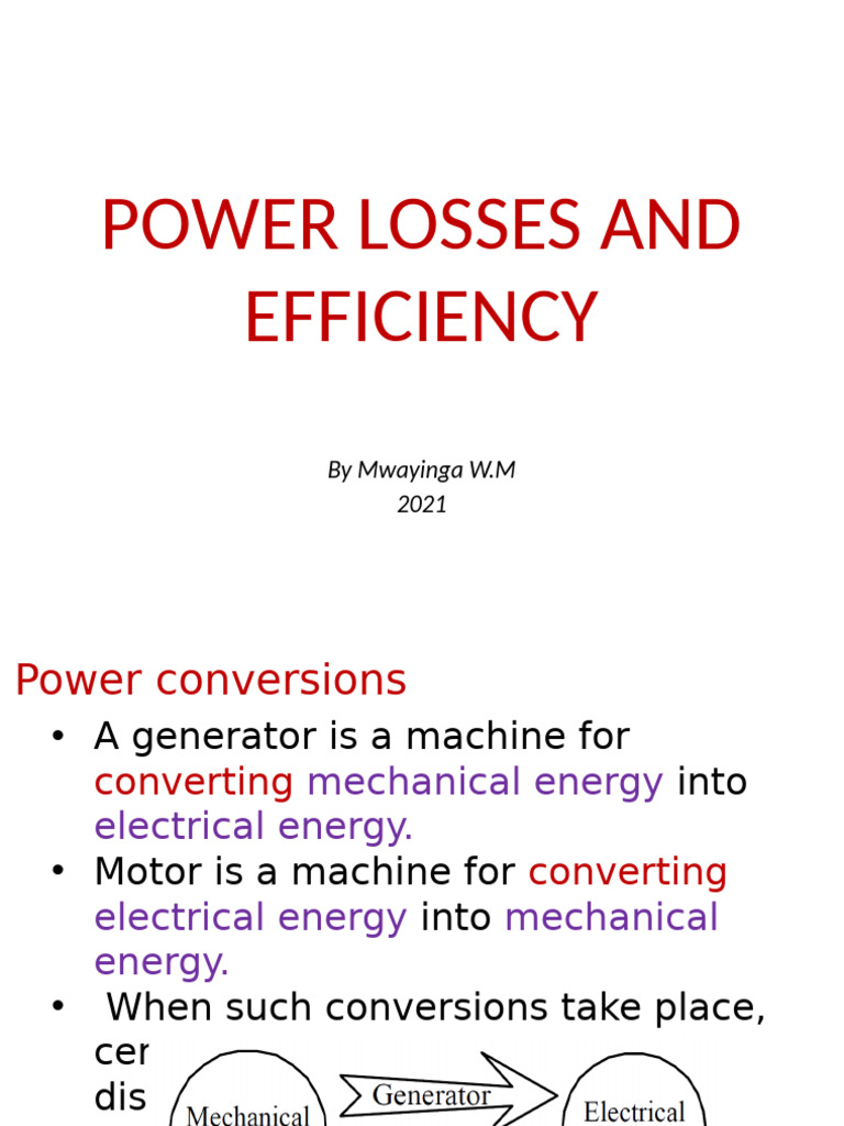 Power Losses and Efficiency in Machines | PDF