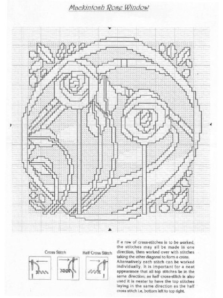 Deco Mackintosh Rose 1 Cross Stitch Pattern | PDF