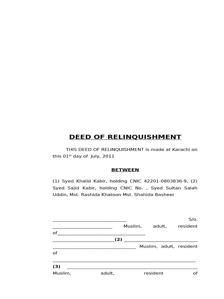Property Relinquishment Deed | PDF | Property | Property Law