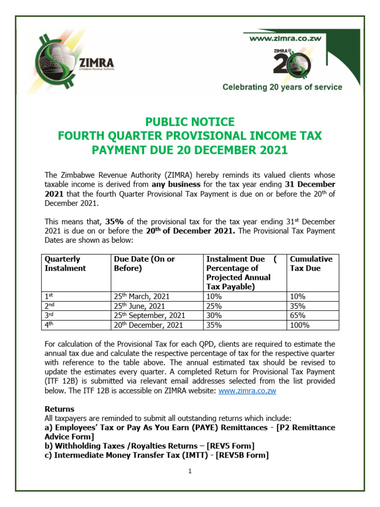 Public Notice Income Tax Due Dates 15122021 | PDF | Taxes | Taxation
